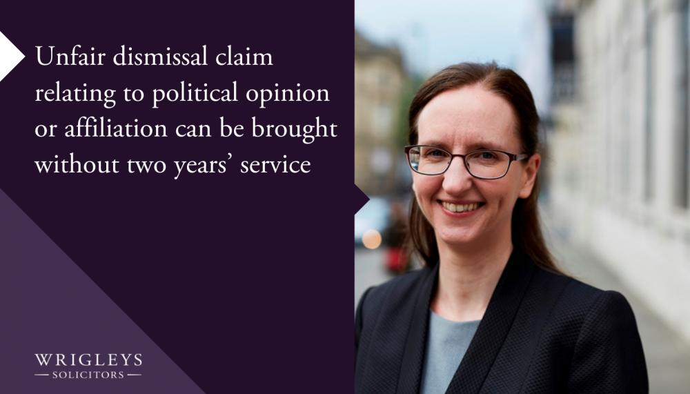 Unfair Dismissal Claim Relating To Political Opinion Or Affiliation Can